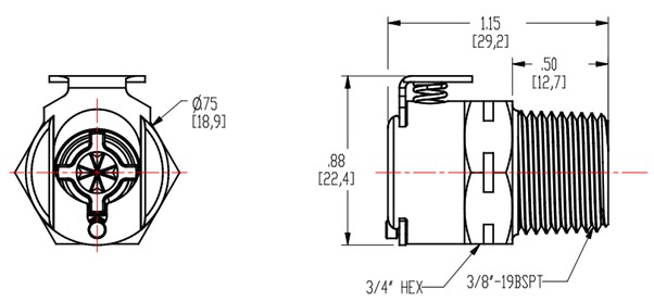 LCD10006BSPT 3/8 BSPT Valved Coupling Body