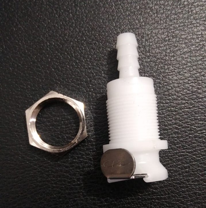 PLCD16004 1/4 Hose Barb Valved Panel Mount Coupling Body